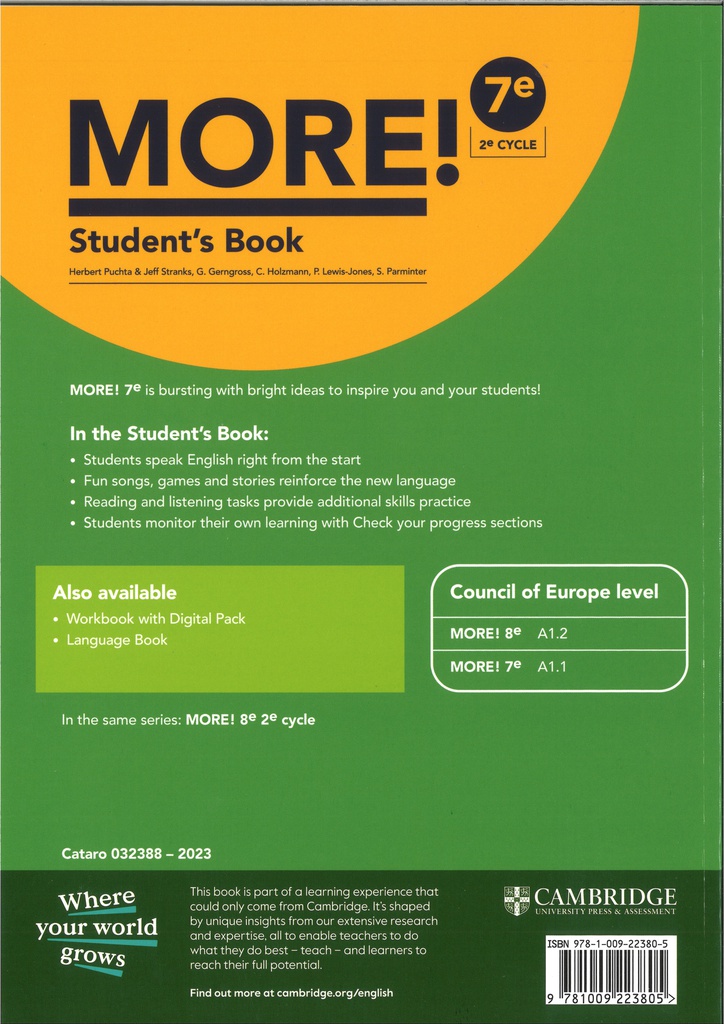 More! 7e Student's Book (CATARO 032388) 2 ème Edition | Didactis